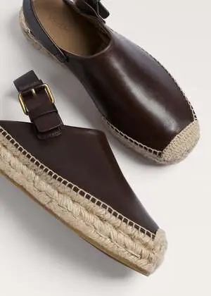 ME+EM Leather Slingback Espadrille - Chocolate