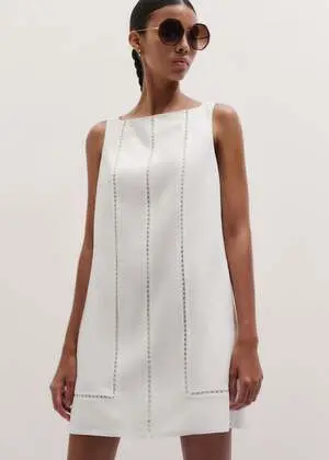 ME+EM Crease-less Linen Stitch Detail Mini Shift Dress
