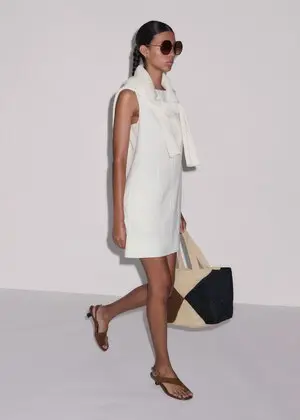 ME+EM Crease-less Linen Stitch Detail Mini Shift Dress