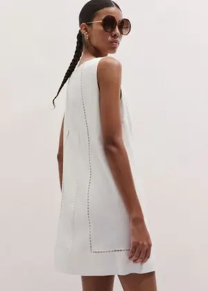 ME+EM Crease-less Linen Stitch Detail Mini Shift Dress