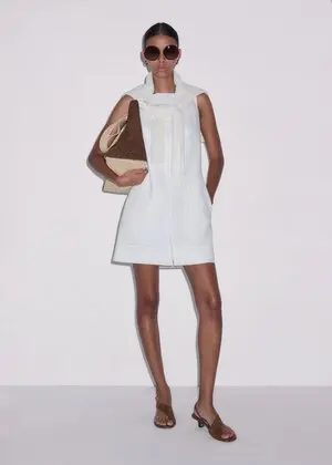 ME+EM Crease-less Linen Stitch Detail Mini Shift Dress
