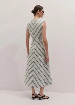 ME+EM Textured Stripe Fit And Flare Midi Dress