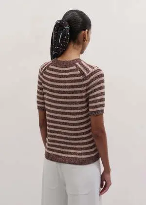 ME+EM Mouliné Stripe Straight Knit Tee - Cinnamon Multi