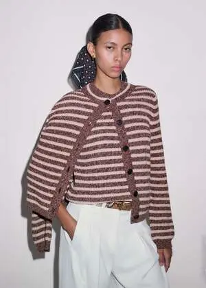 ME+EM Mouliné Stripe Straight Knit Tee - Cinnamon Multi
