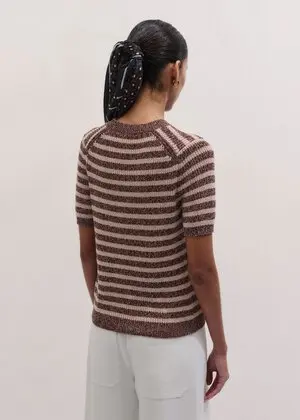 ME+EM Mouliné Stripe Straight Knit Tee - Cinnamon Multi