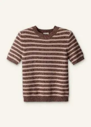 ME+EM Mouliné Stripe Straight Knit Tee - Cinnamon Multi