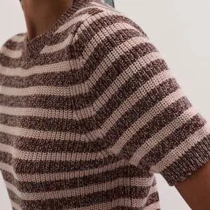 ME+EM Mouliné Stripe Straight Knit Tee - Cinnamon Multi