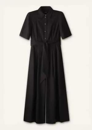 ME+EM Crease-less Linen Culotte Jumpsuit With Belt - Black
