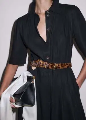 ME+EM Crease-less Linen Culotte Jumpsuit With Belt - Black
