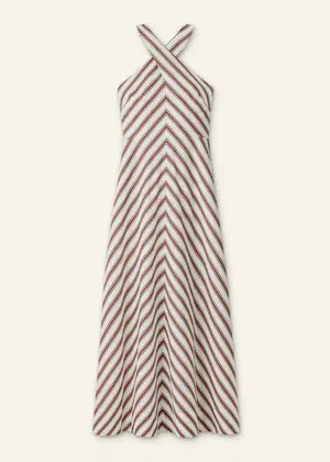 ME+EM Crease-less Linen Halterneck Stripe Maxi Dress