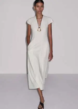 ME+EM Crease-less Linen Embroidered Maxi Dress - Soft White