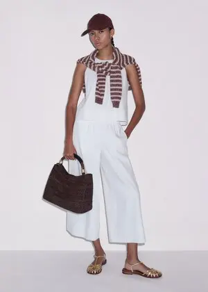 ME+EM Crease-less Linen Crop Shell Top - Soft White