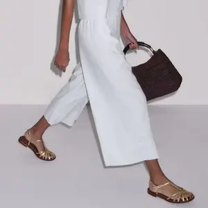 ME+EM Crease-less Linen Crop Shell Top - Soft White