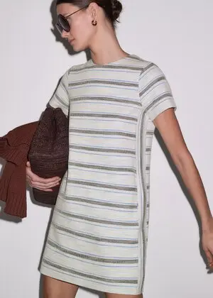 ME+EM Textured Stripe Mini Dress