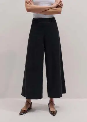 ME+EM Crop Wide-leg Trousers - Black