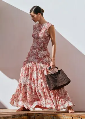 ME+EM Silk Cotton Botanical Print Full Length Skirt