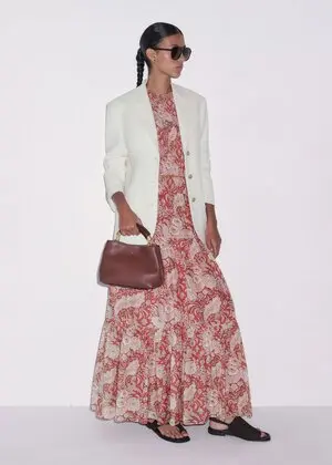 ME+EM Silk Cotton Botanical Print Full Length Skirt