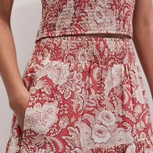 ME+EM Silk Cotton Botanical Print Full Length Skirt