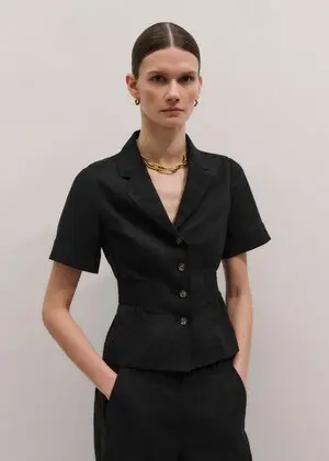 ME+EM Crease-less Linen Top With Shirred Waist