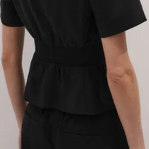 ME+EM Crease-less Linen Top With Shirred Waist