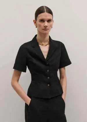 ME+EM Crease-less Linen Top With Shirred Waist