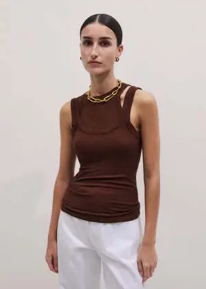 ME+EM Slim Vest Set - Cinnamon Brown