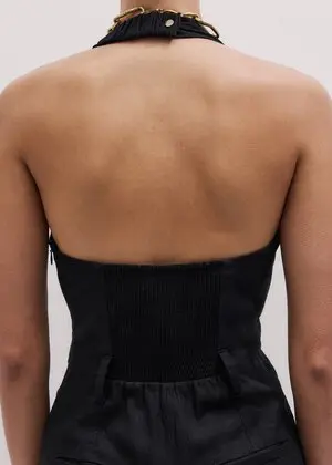 ME+EM Crease-less Linen Wide Leg Jumpsuit - Black