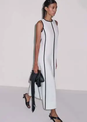 ME+EM Creaseless Linen Maxi Dress - Soft White/black