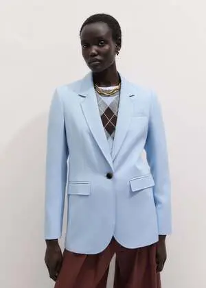 ME+EM Sharp Shoulder Blazer - Sky Blue