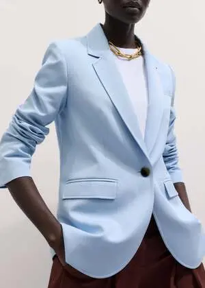 ME+EM Sharp Shoulder Blazer - Sky Blue