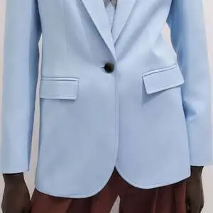 ME+EM Sharp Shoulder Blazer - Sky Blue