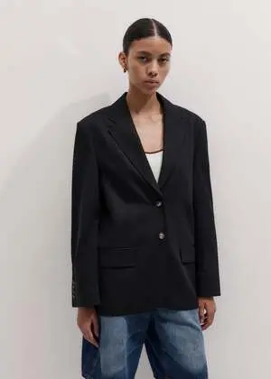 ME+EM Crease-less Linen Deconstructed Lightweight Blazer - Black