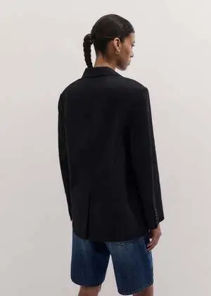 ME+EM Crease-less Linen Deconstructed Lightweight Blazer - Black