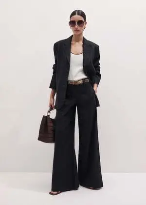 ME+EM Crease-less Linen Deconstructed Lightweight Blazer - Black