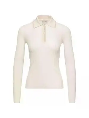 Moncler Ribbed Knit Polo Top