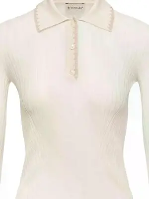 Moncler Ribbed Knit Polo Top