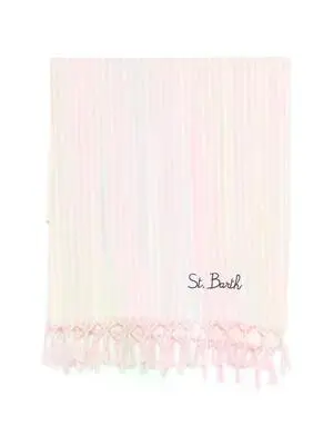 MC2 SAINT BARTH Stripe-pattern Fringed Beach Towel - Neutrals