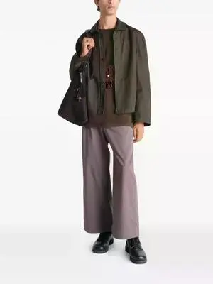 LEMAIRE Leather-collar Twill Jacket - Brown
