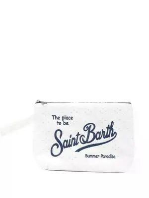 MC2 SAINT BARTH Floral Embroidered Clutch - White