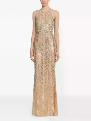 Elie Saab Bead-embroidered Maxi Dress - Neutrals