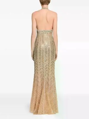 Elie Saab Bead-embroidered Maxi Dress - Neutrals