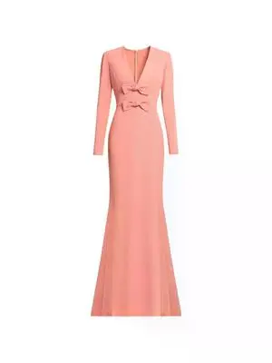 Elie Saab Bow-detail V-neck Maxi Dress - Pink
