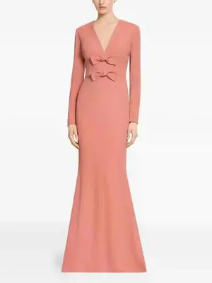 Elie Saab Bow-detail V-neck Maxi Dress - Pink