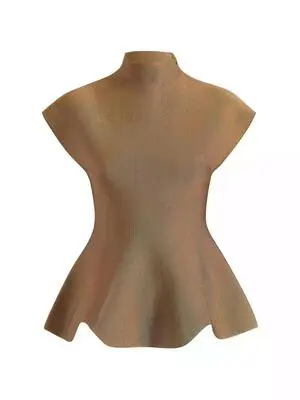 Khaite Andra Knit Peplum Top - Brown