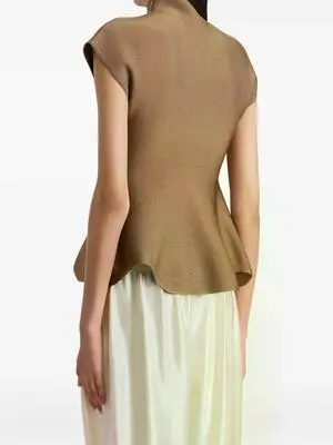 Khaite Andra Knit Peplum Top - Brown