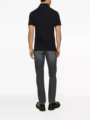 Dolce & Gabbana Button Logo-plaque Polo Shirt - Blue