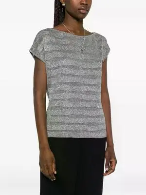 NEERA Lurex Stripe T-shirt - Grey