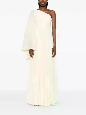 Solace London Maci Pleated One-shoulder Maxi Dress - Yellow