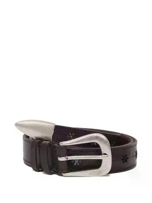 ORTIGNI Leather Belt With Silver-Tone Buckle