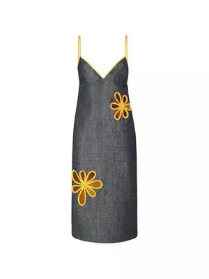 Fendi Flower-appliqué Midi Dress - Blue
